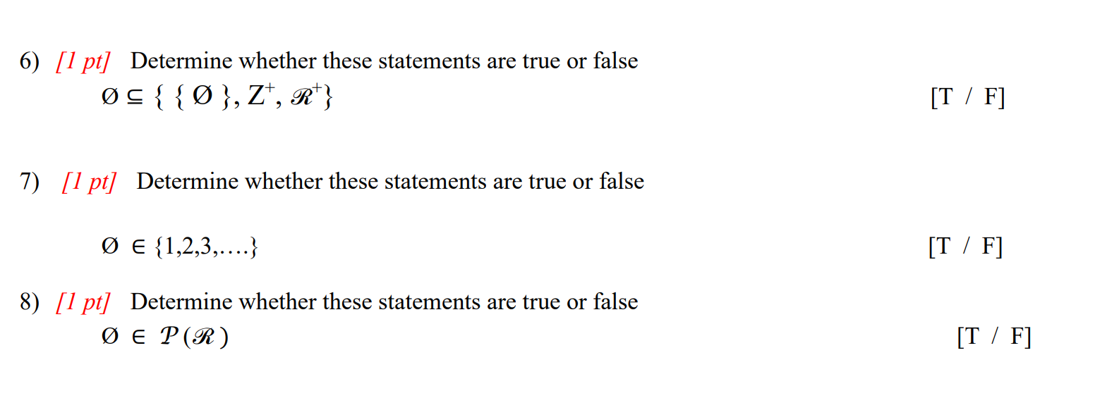 Solved 6) [1pt] Determine whether these statements are true | Chegg.com
