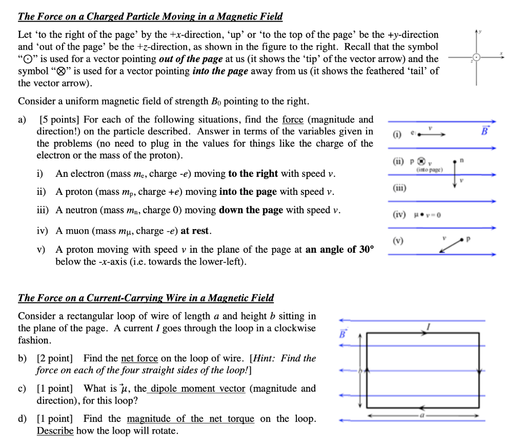 Solved - The Force on a Charged Particle Moving in a | Chegg.com