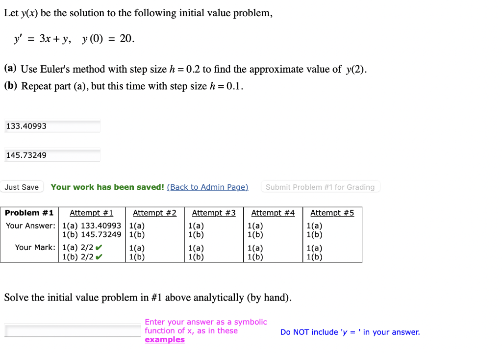 Solved Let y(x) be the solution to the following initial | Chegg.com