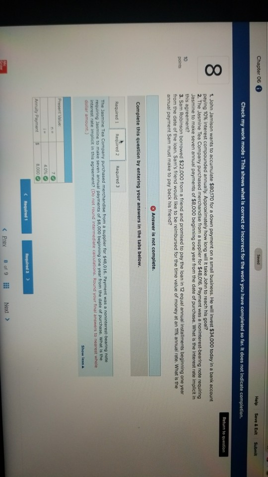 Solved 00 Help Save & Exit Sul Check my work mode: This | Chegg.com