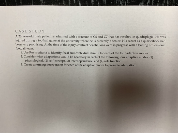 Solved CASE STUDY A 23-year-old male patient is admitted | Chegg.com
