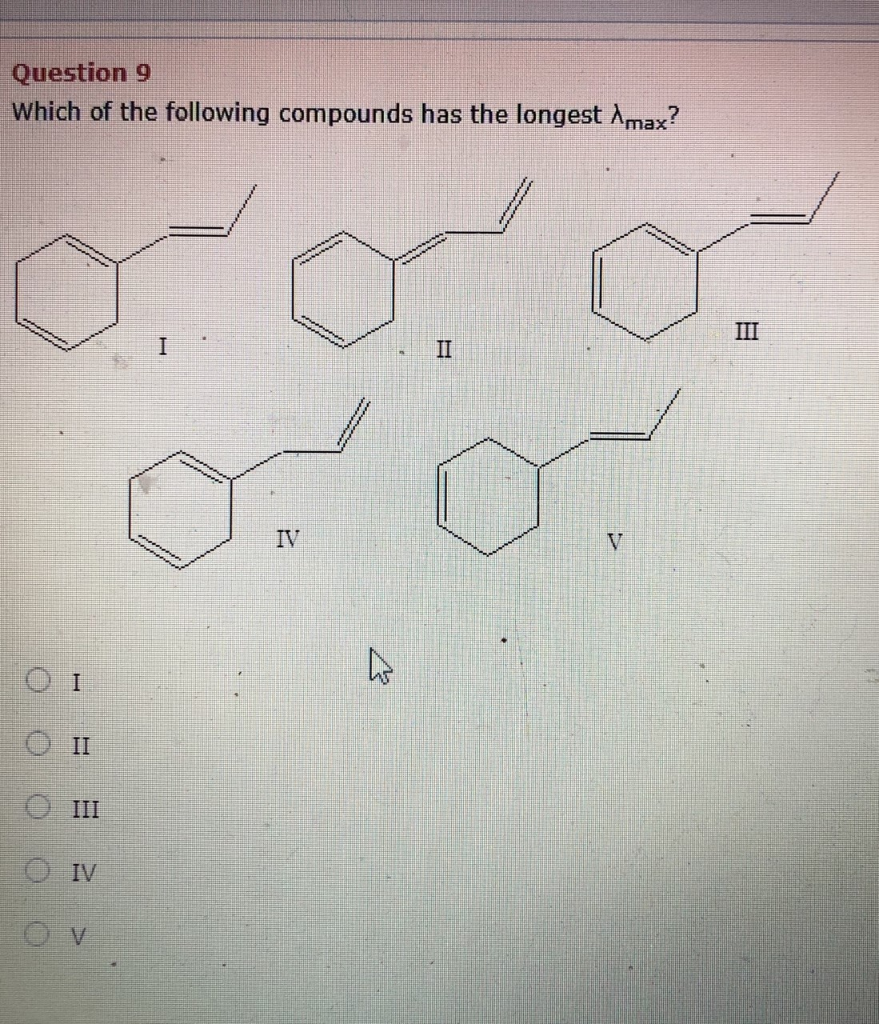 Solved Question 9 Which of the following compounds has the | Chegg.com