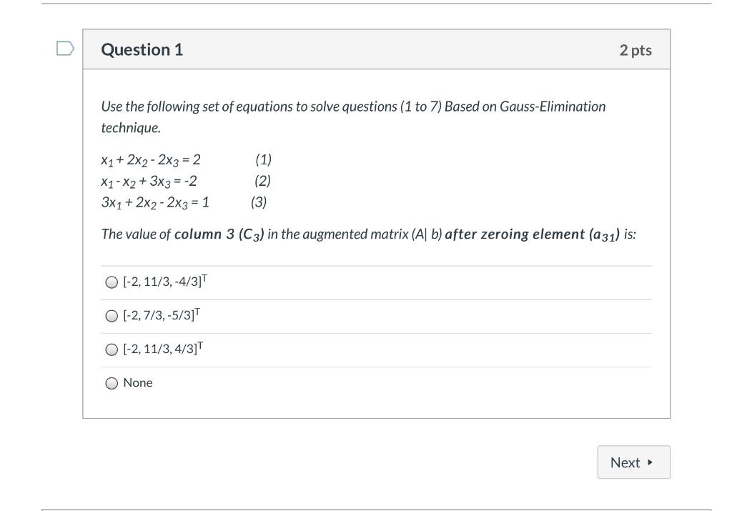 Solved Question 1 2 pts Use the following set of equations | Chegg.com