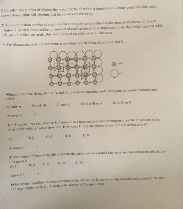 Solved 1) Calculate the number of spheres that would be | Chegg.com