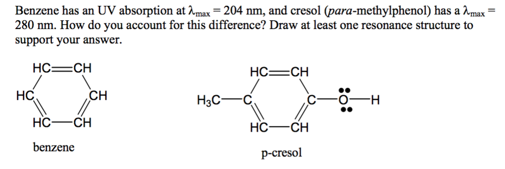 Solved Benzene has an UV absorption atâmax-204 nm, and | Chegg.com