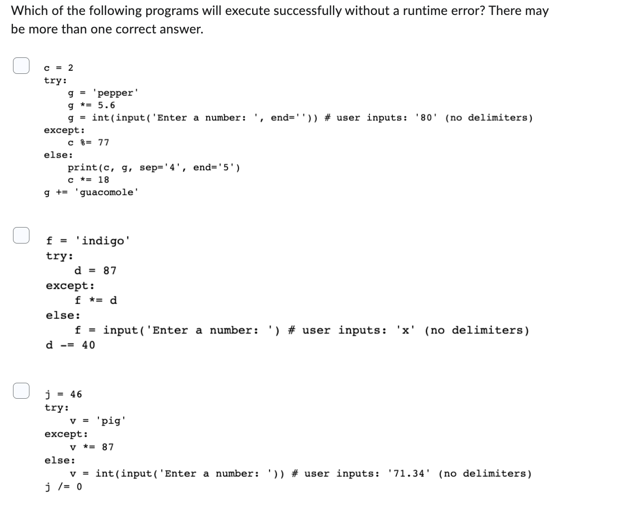 Solved Which of the following programs will execute | Chegg.com
