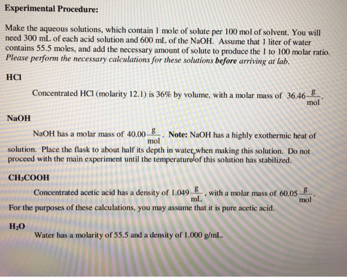 Solved Make the aqueous solutions, which contain 1 mole of | Chegg.com