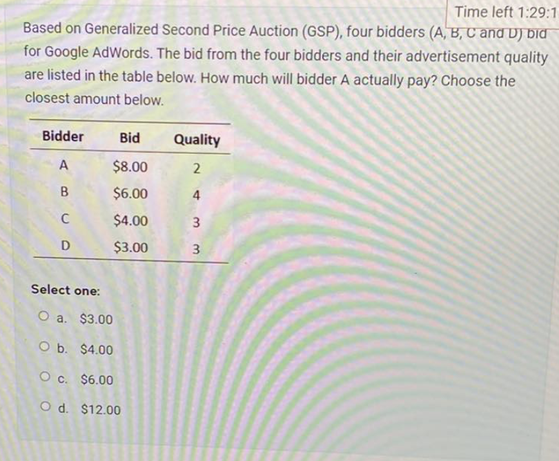 Solved Based on Generalized Second Price Auction (GSP), four | Chegg.com