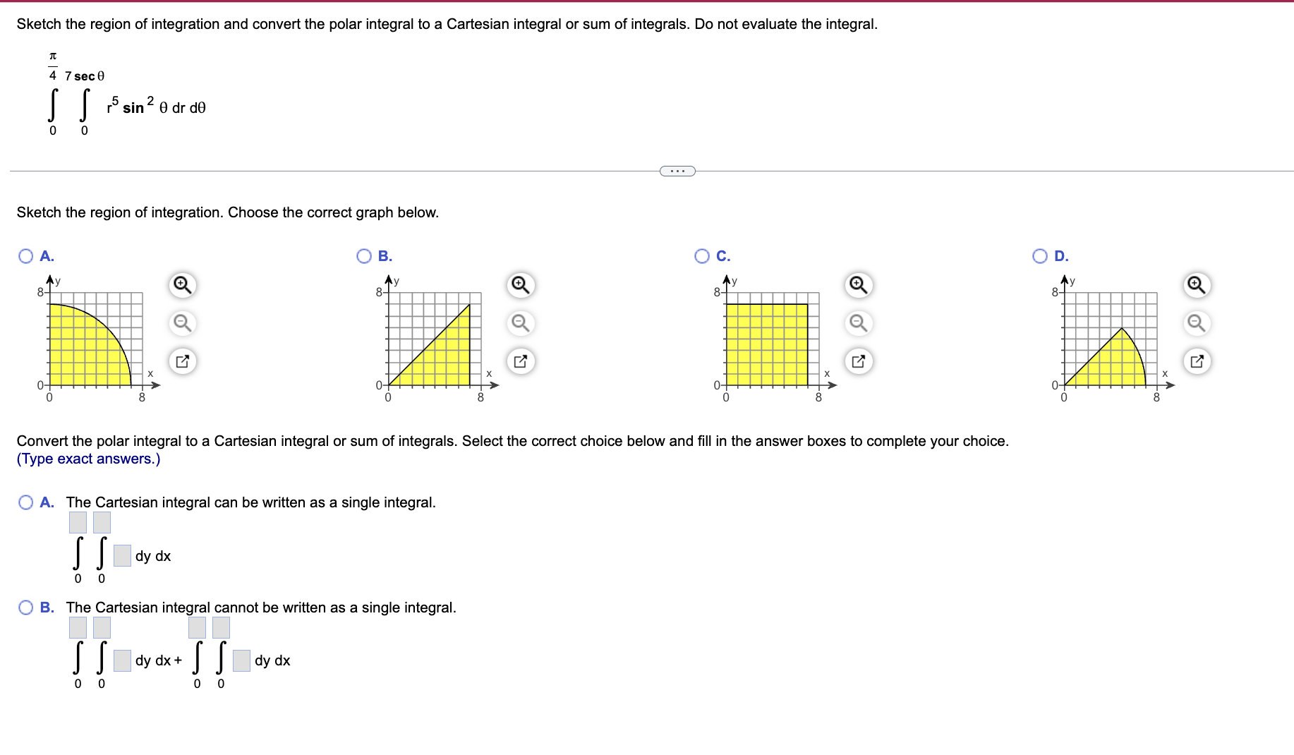 Solved Sketch the region of integration and convert the | Chegg.com