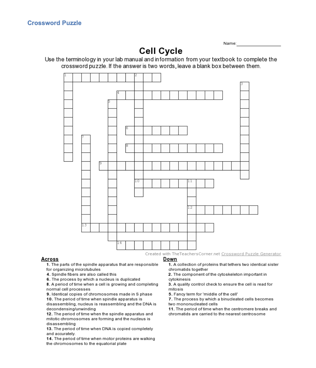 Solved Cell CycleUse the terminology in your lab manual and | Chegg.com