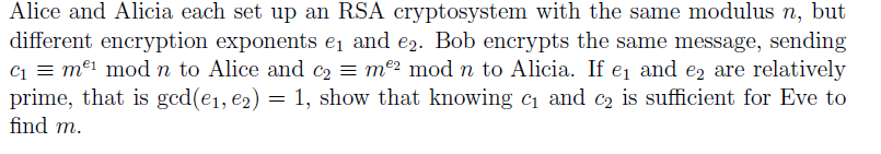 Solved Alice and Alicia each set up an RSA cryptosystem with | Chegg.com