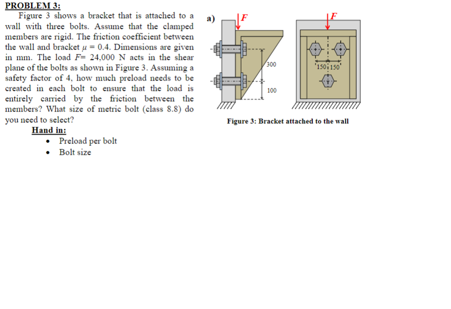 Solved PROBLEM 3: Figure 3 shows a bracket that is attached | Chegg.com