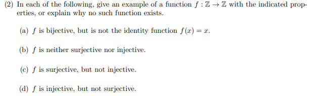 Solved (2) In each of the following, give an example of a | Chegg.com