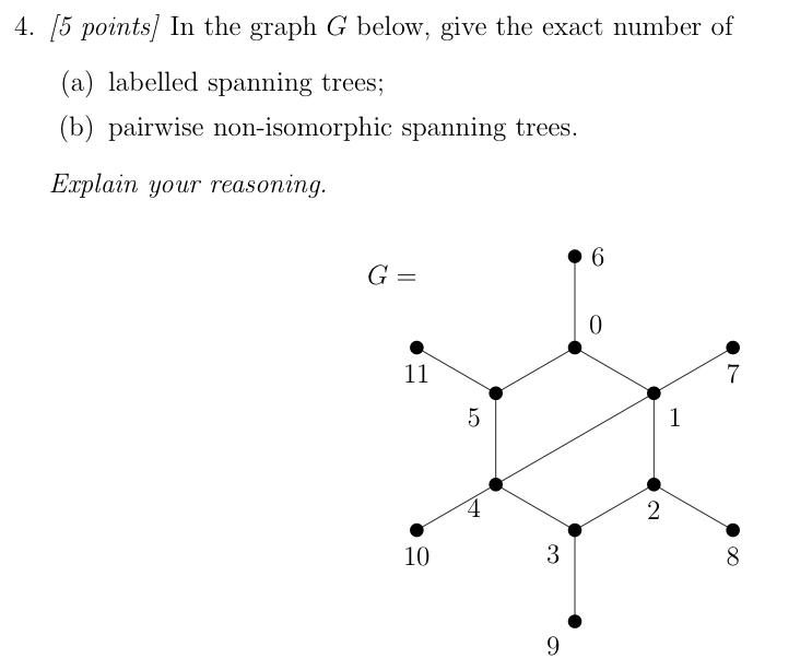 Solved 1. [5 points] In the graph G below, give the exact | Chegg.com