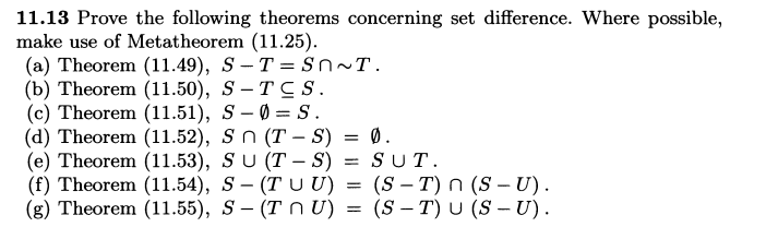 Solved 11.13 Prove the following theorems concerning set | Chegg.com