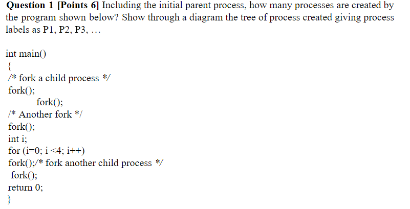 Solved Question 1 [Points 6] Including the initial parent | Chegg.com