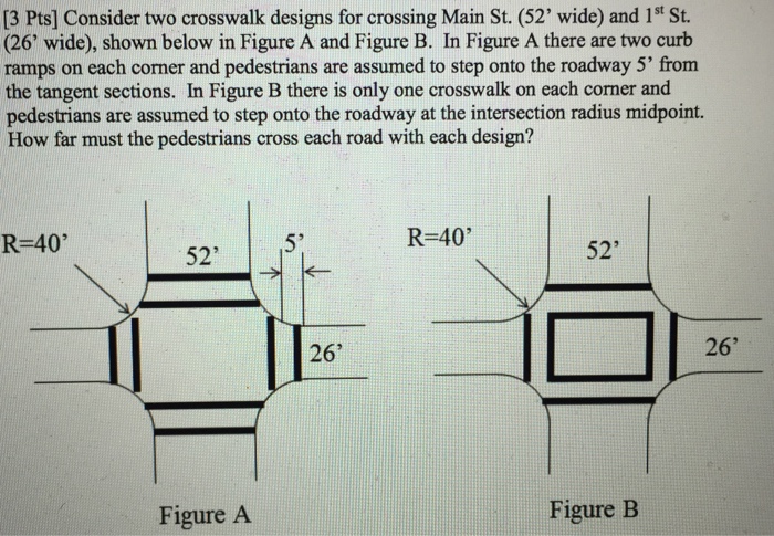 Solved Consider two crosswalk designs for crossing Main St. | Chegg.com
