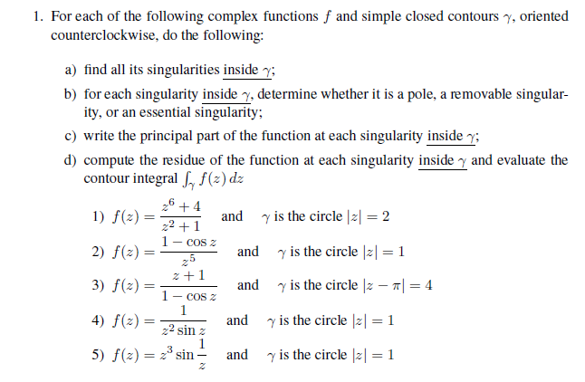 Solved I. For each of the following complex functions f and | Chegg.com