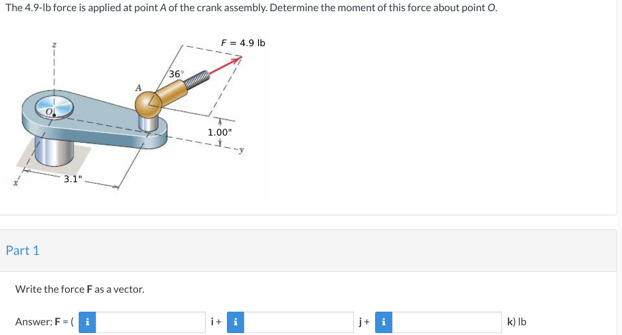 Solved The 4.9-Ib force is applied at point A of the crank | Chegg.com