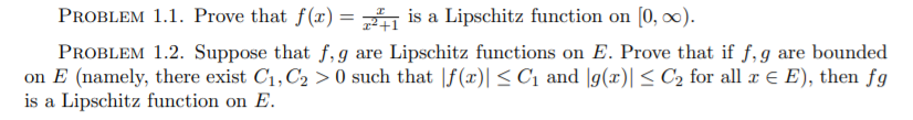 Solved PROBLEM 1.1. Prove that f(x) = 1 is a Lipschitz | Chegg.com