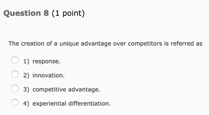 Solved Question 8 (1 point) The creation of a unique | Chegg.com
