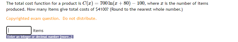 Solved The total cost function for a product is | Chegg.com