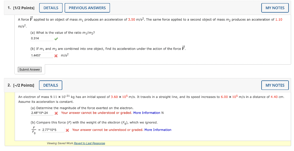 Solved A force F applied to an object of mass m1 produces an | Chegg.com