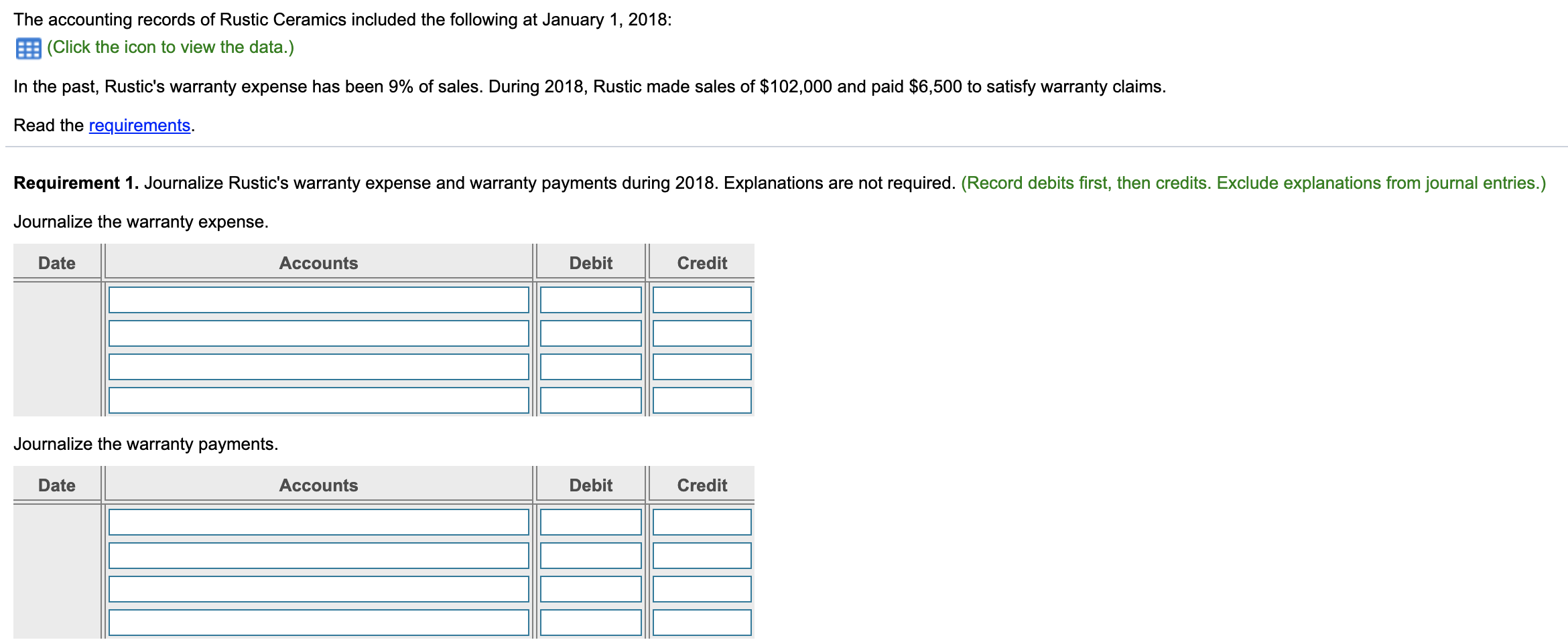 Solved The accounting records of Rustic Ceramics included | Chegg.com