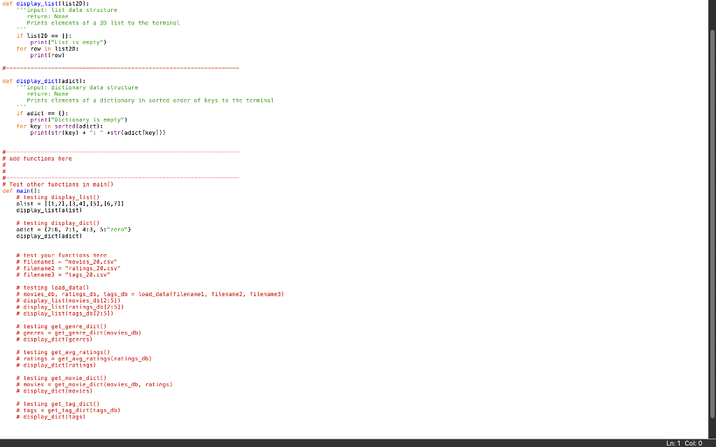 Solved This section describes the functions that you must | Chegg.com