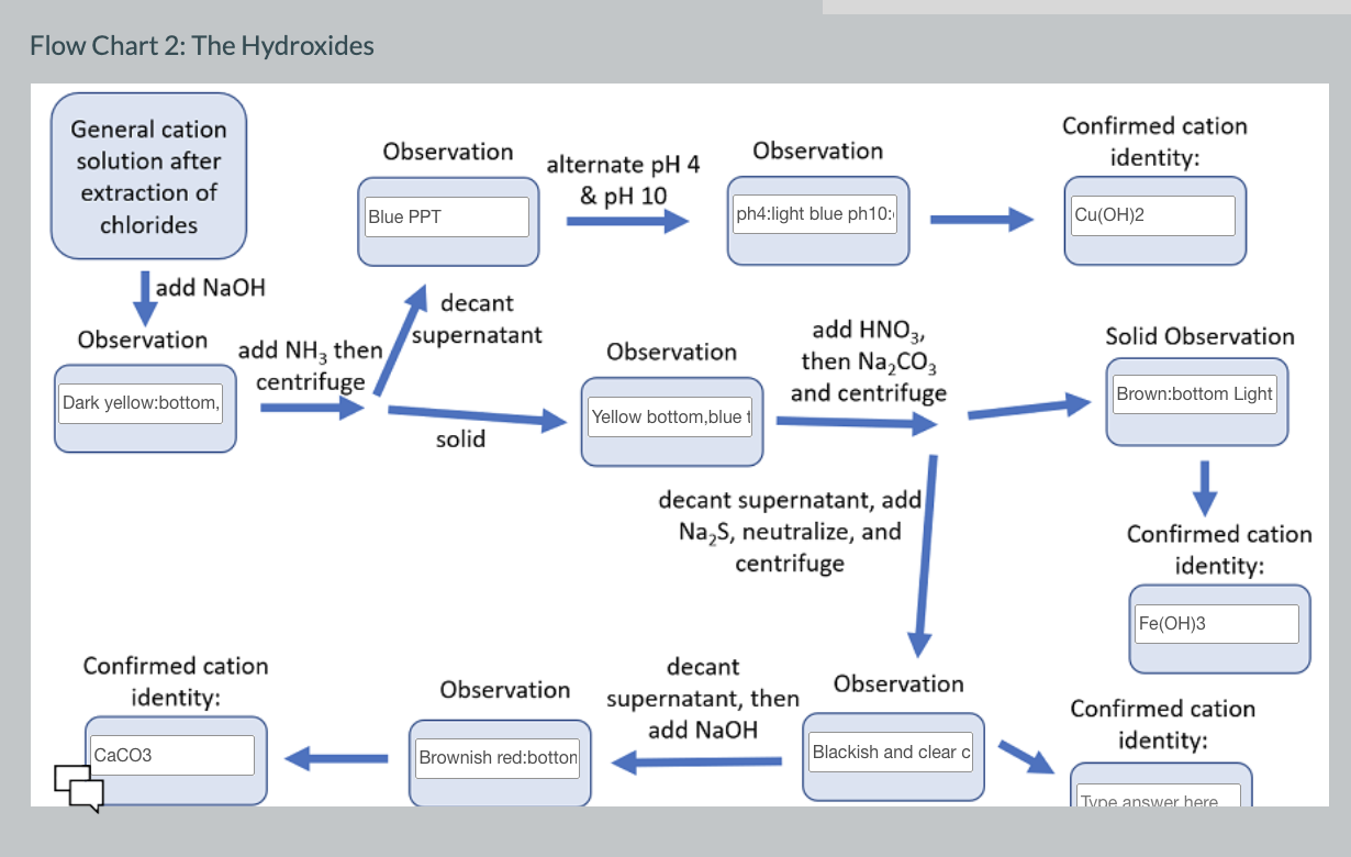 Solved I just want to know if my cation identity are correct | Chegg.com