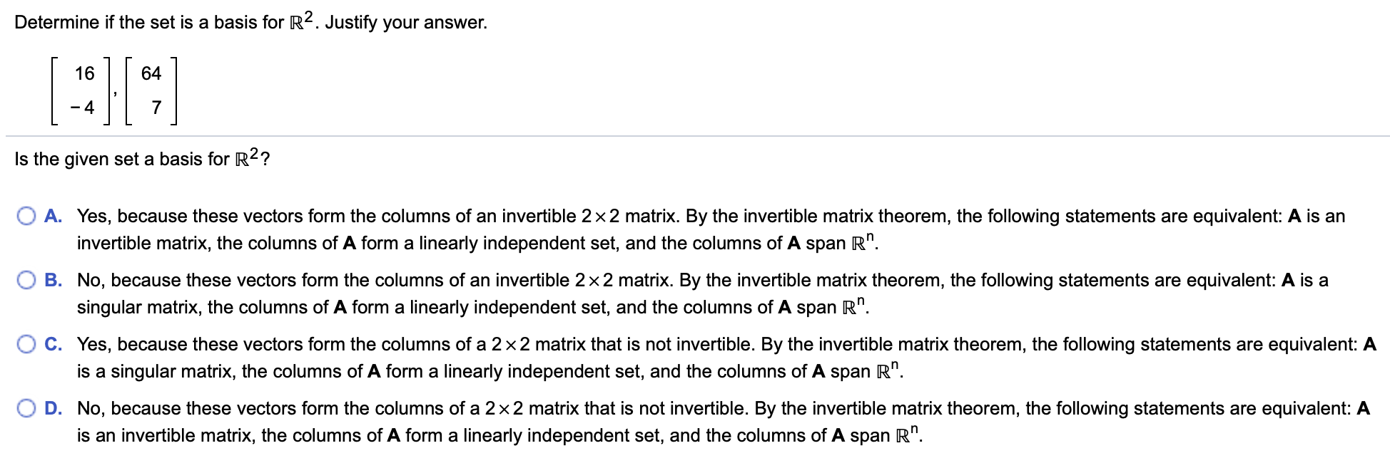 Solved Determine if the set is a basis for R2. Justify your | Chegg.com