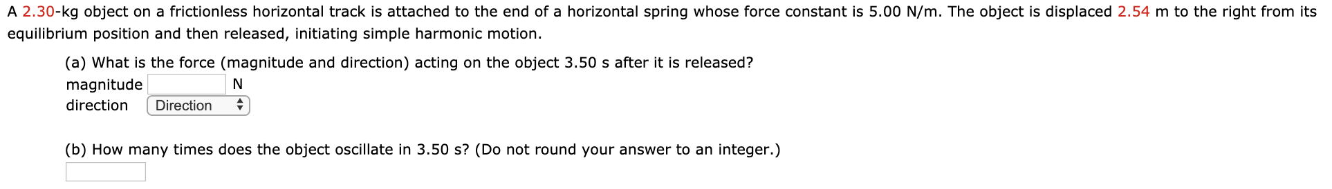 Solved A 2.30-kg object on a frictionless horizontal track | Chegg.com