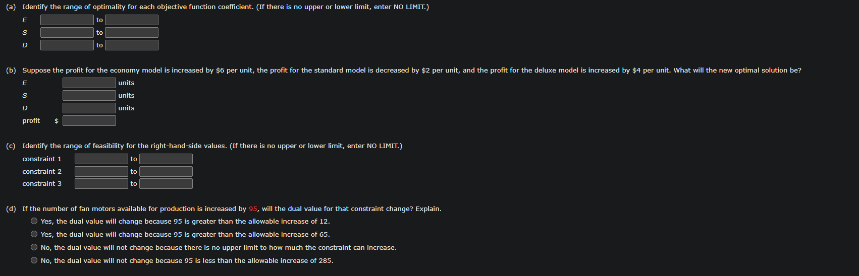 Solved (a) Identify the range of optimality for each | Chegg.com