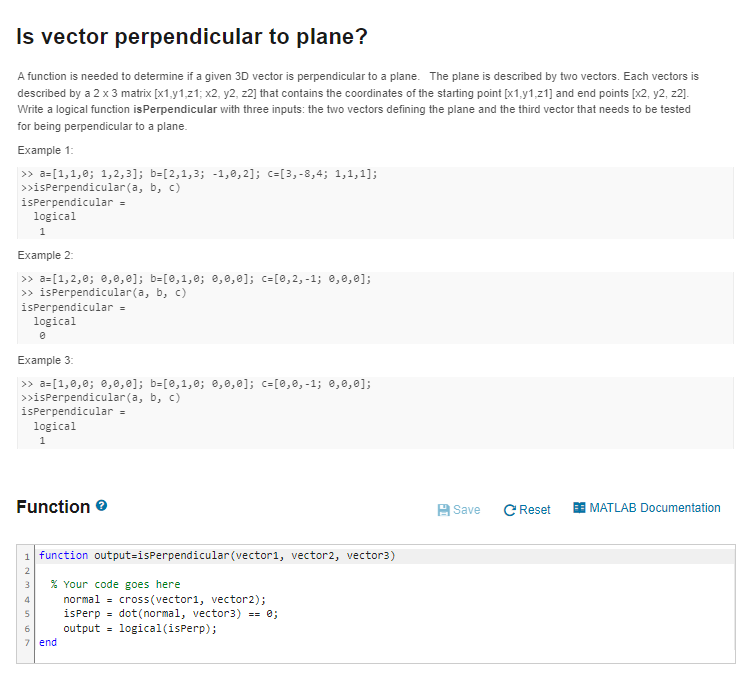 Is vector perpendicular to plane?A function is needed | Chegg.com