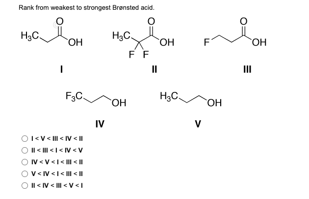 Solved Rank from weakest to strongest Brønsted acid. HG 2. | Chegg.com
