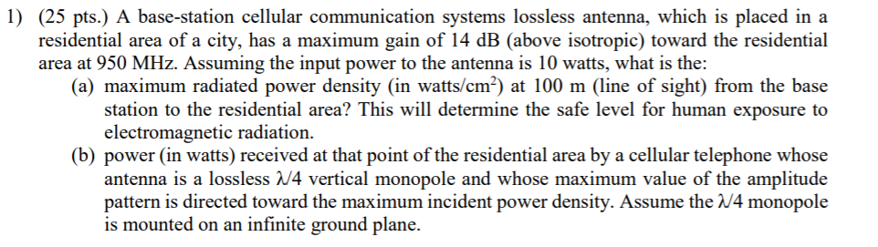 Solved 1) (25 pts.) A base-station cellular communication | Chegg.com