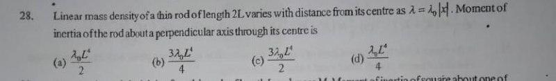 Solved 28. Linear mass density of a thin rodoflength 2L | Chegg.com
