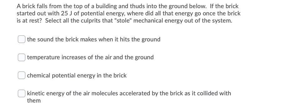Solved A brick falls from the top of a building and thuds | Chegg.com