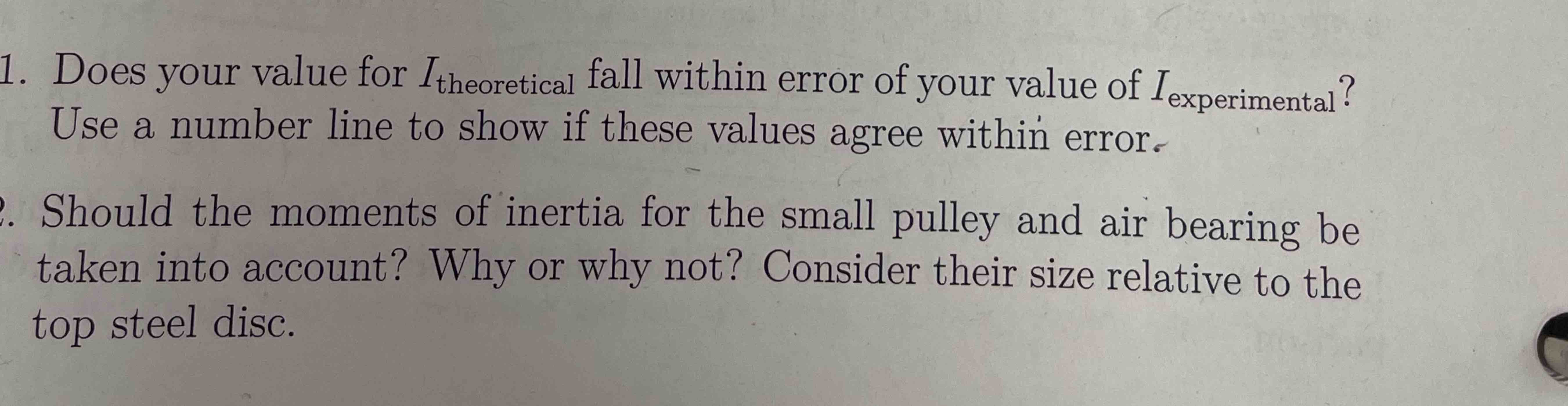 Solved Does your value for Itheoretical ﻿fall within error | Chegg.com