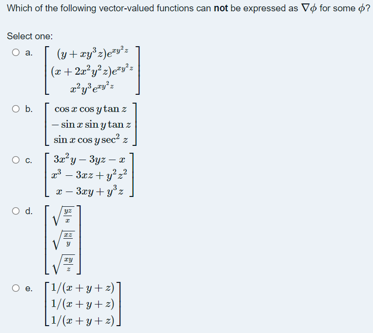 Solved Which of the following vector-valued functions can | Chegg.com