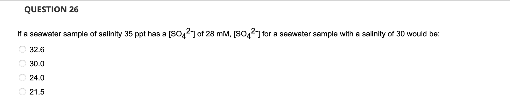 Solved If a seawater sample of salinity 35ppt has a [SO42−] | Chegg.com