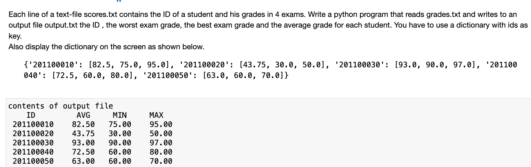 Solved Each line of a text-file scores.txt contains the ID | Chegg.com
