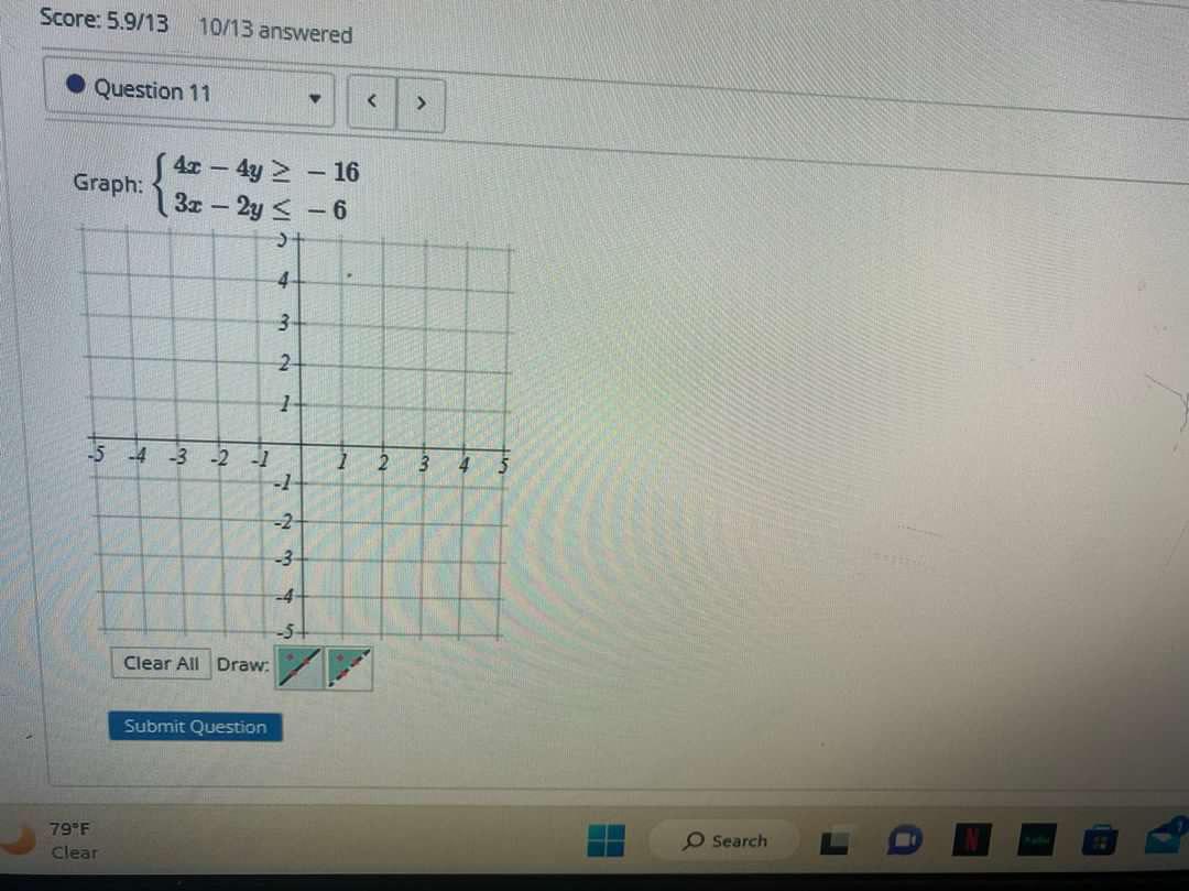 Solved {4x−4y≥−163x−2y≤−6 | Chegg.com