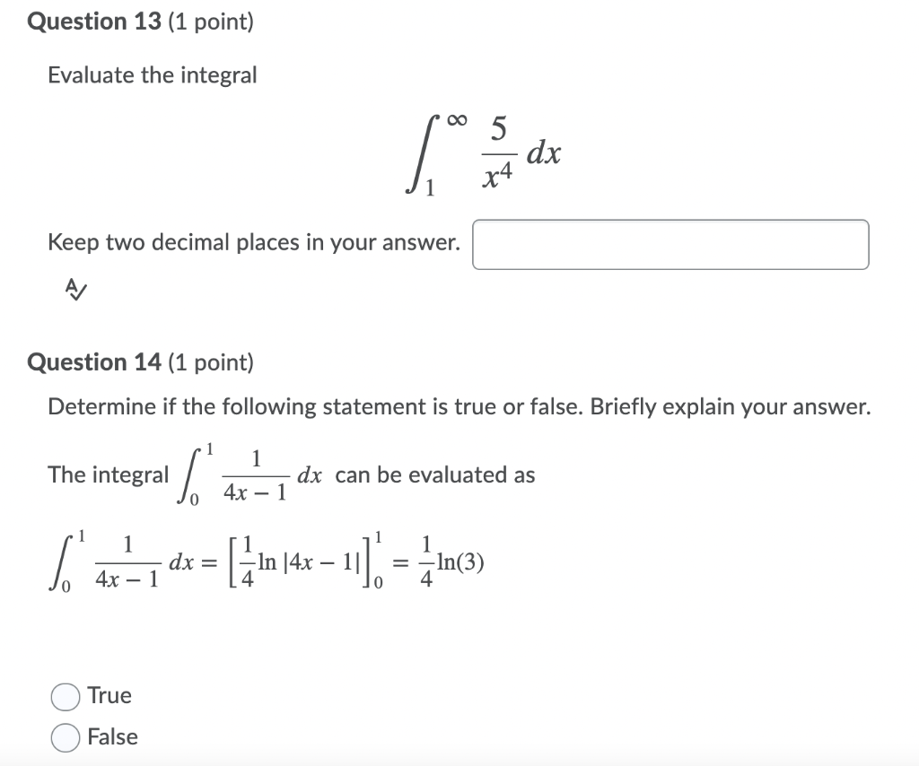 Solved Question 13 (1 point) Evaluate the integral 00 5 ſi | Chegg.com