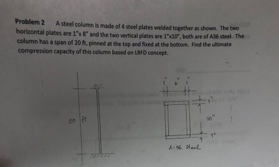 Solved Problem 2 A steel column is made of 4 steel plates | Chegg.com