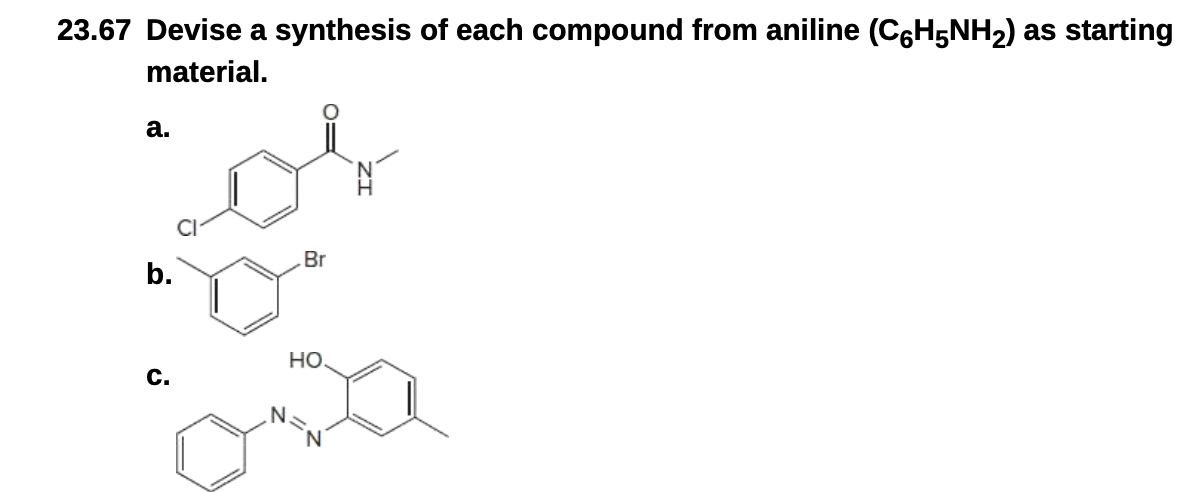 Solved Devise a synthesis of each compound from aniline | Chegg.com