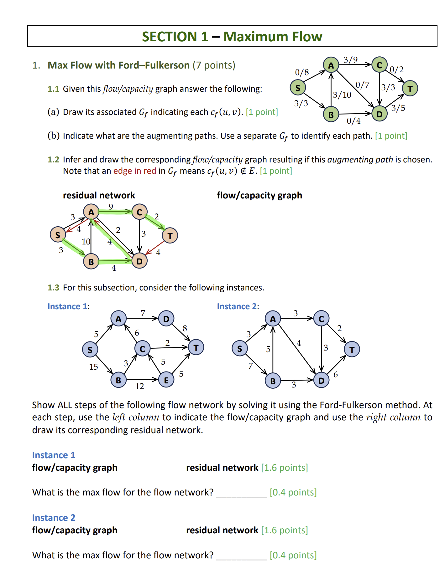 Solved SECTION 1 - ﻿Maximum Flow1. ﻿Max Flow with | Chegg.com