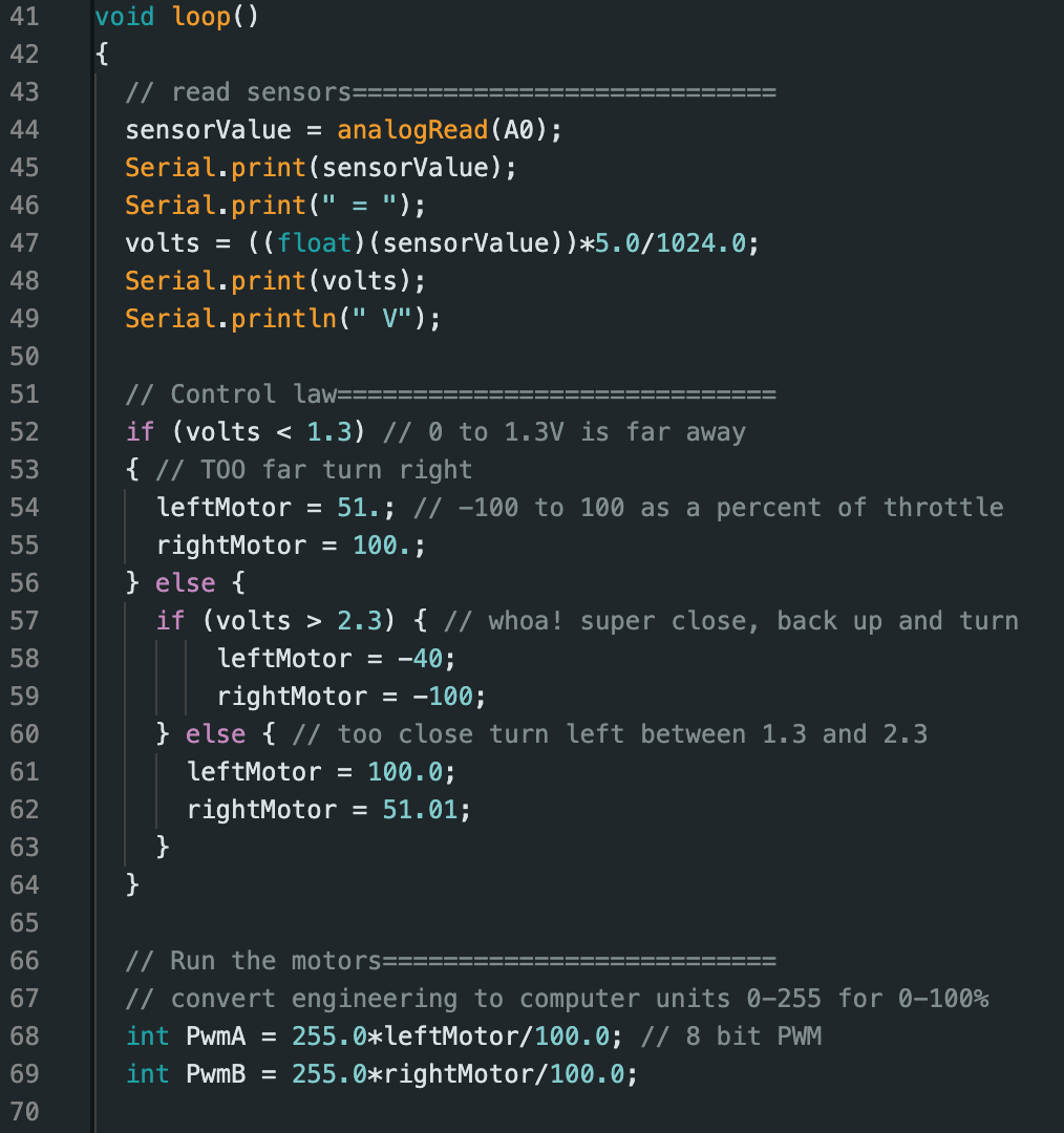 Solved Start with the "spaghetti code" wallfollow_spag.ino | Chegg.com
