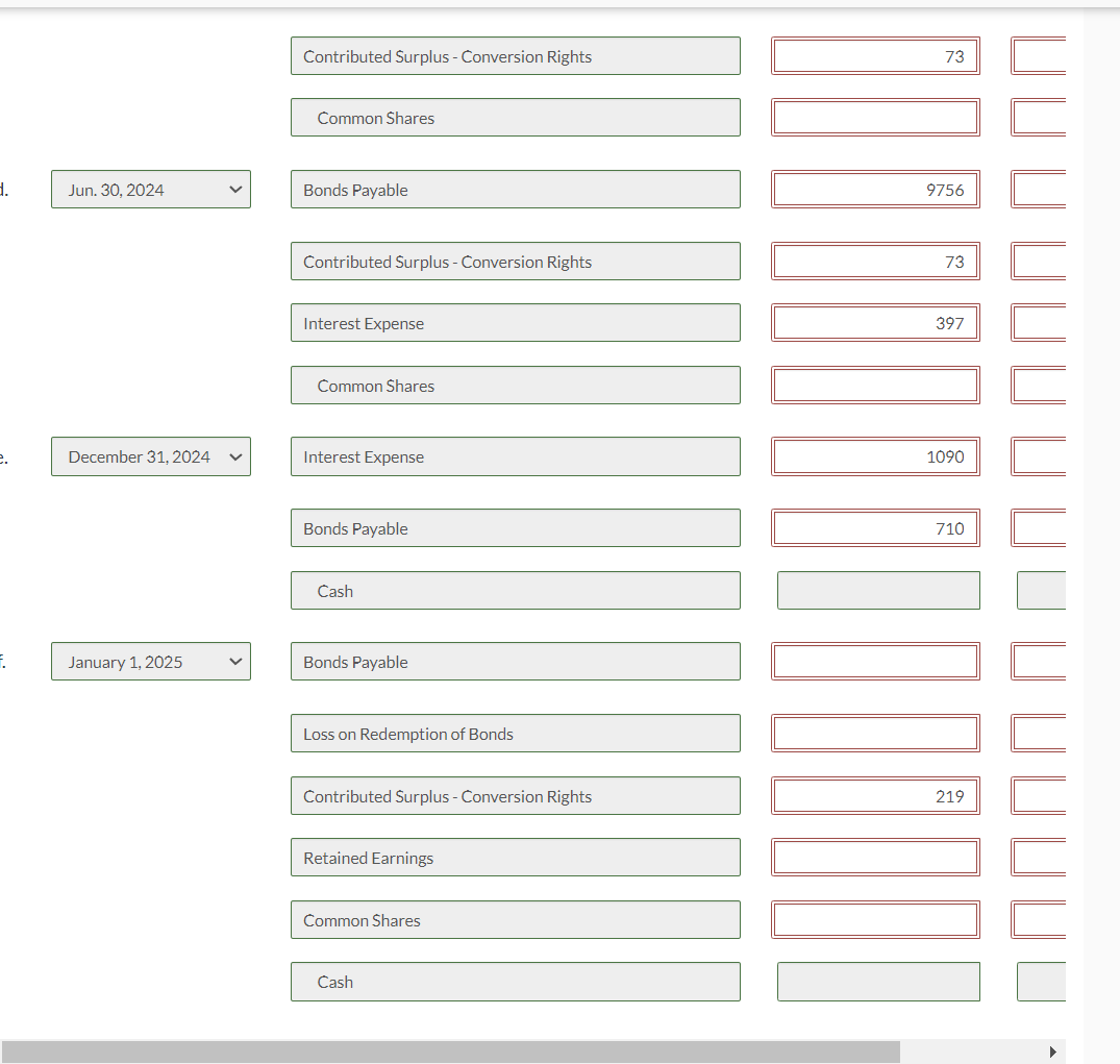 Contributed Surplus - Conversion Rights 73 Common | Chegg.com