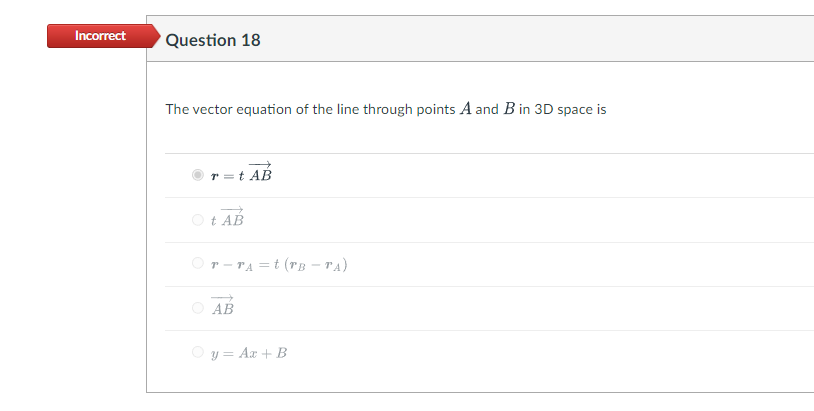 Solved The vector equation of the line through points A and | Chegg.com